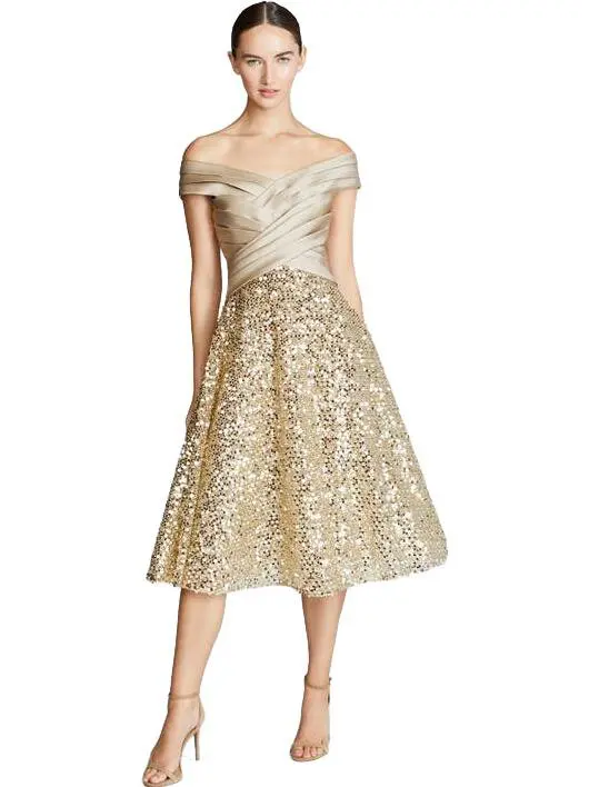 Theia Sequin Cocktail Dress - Champagne