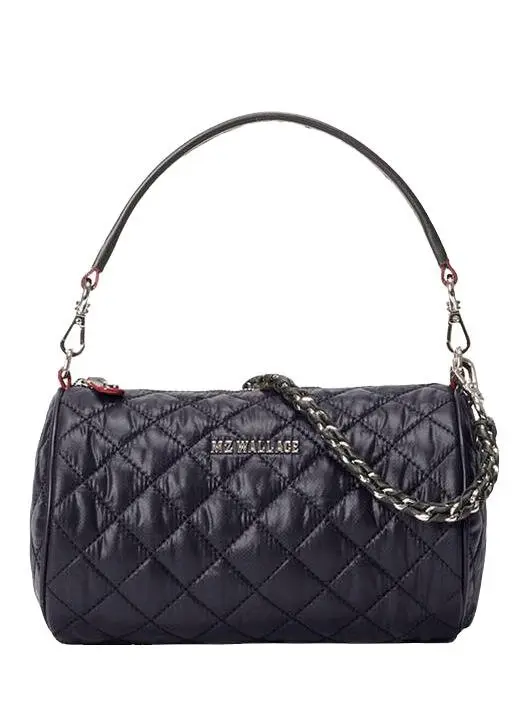 Mz Wallace Quilted Nylon Barrel Crossbody Bag - Black