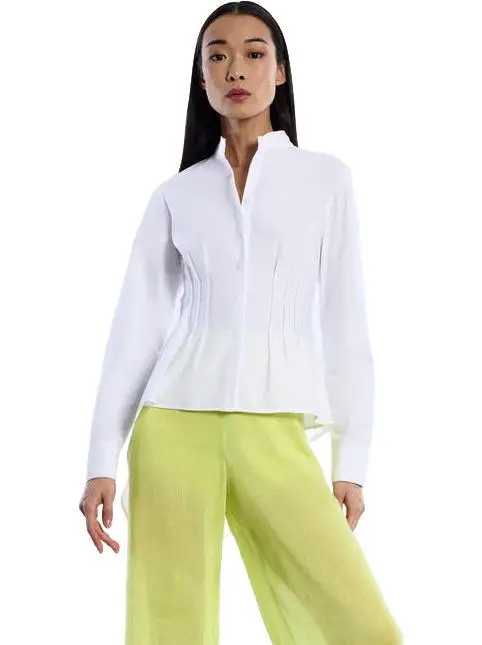 Bcbgmaxazria Asymmetrical Hem Shirt - White