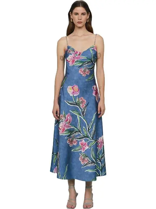 AMUR Delilah Midi Slip Dress - Water Lily
