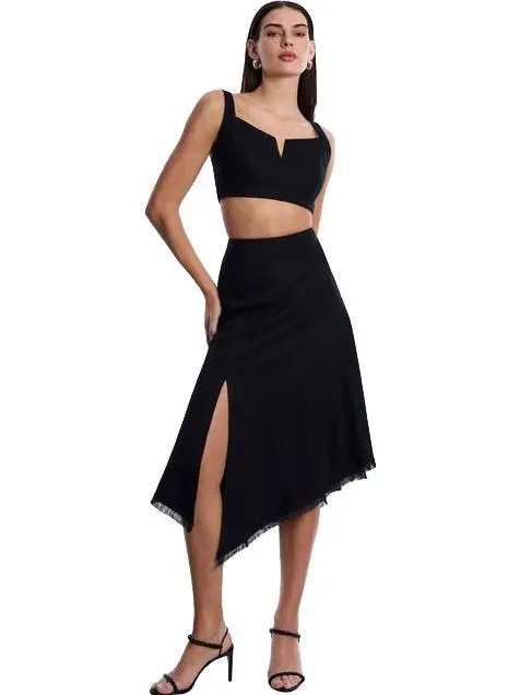 Bcbgmaxazria High Slit Flared Skirt - Black