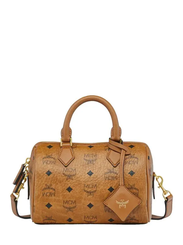 Mcm Small Ella Boston Bag - Cognac