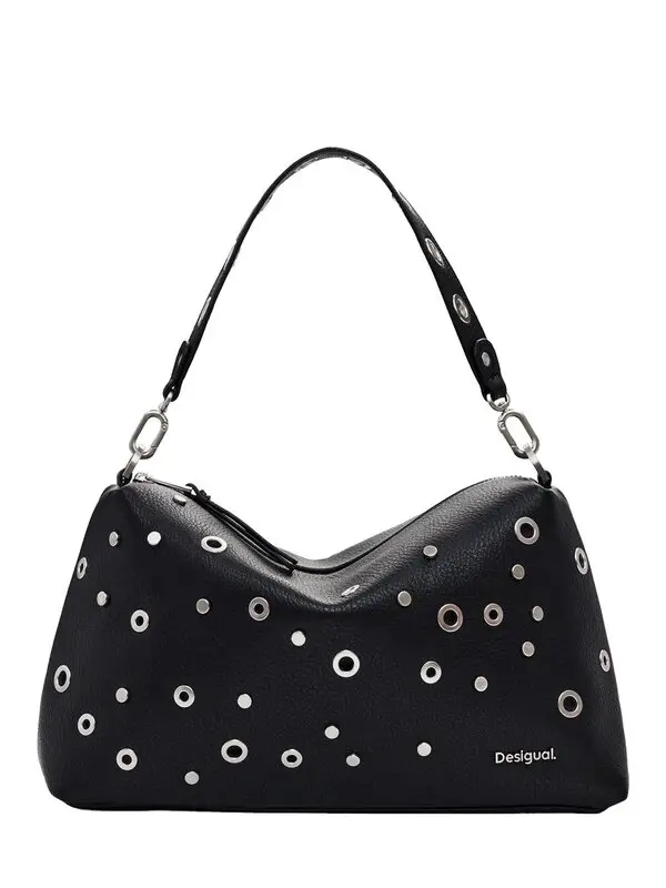 Desigual Faux Leather Studded Shoulder Bag - Black