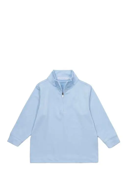 LILA AND HAYES Quarter Zip Pima Cotton Pullover - Light Blue