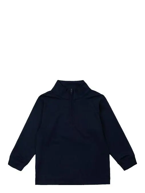 LILA AND HAYES Quarter Zip Pima Cotton Pullover - Navy