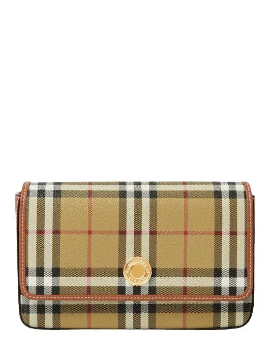 Burberry Hampshire Check Coated Canvas Crossbody Bag - Vintage Check/ Briar Brown