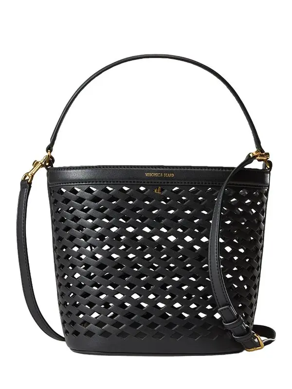 Veronica Beard Small Perforated Leather Bucket Bag - Black