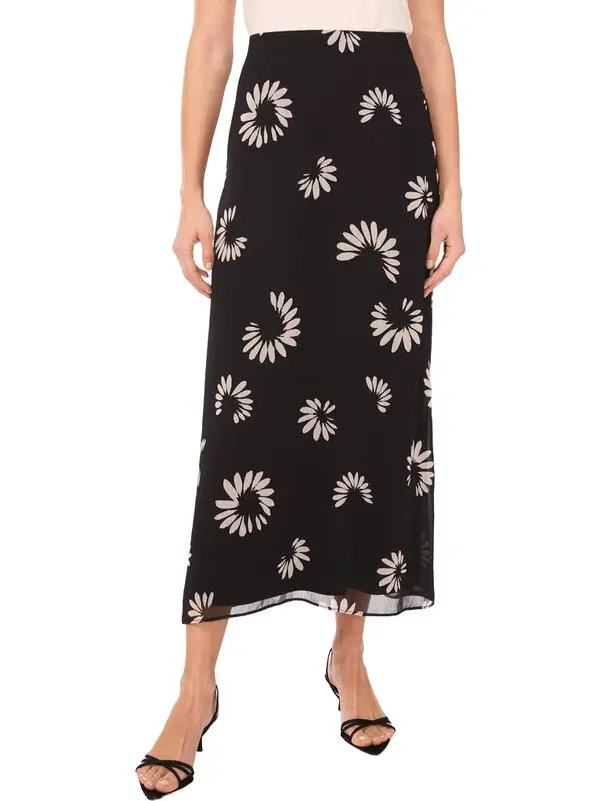 Halogen Floral Print Maxi Skirt - Rich Black