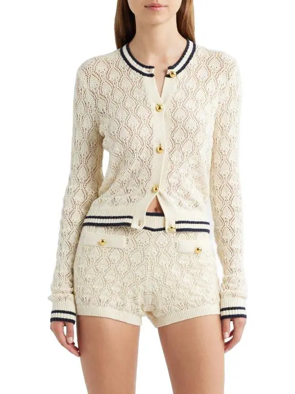 FRAME The Rookie Open Stitch Cardigan - Cream Multi