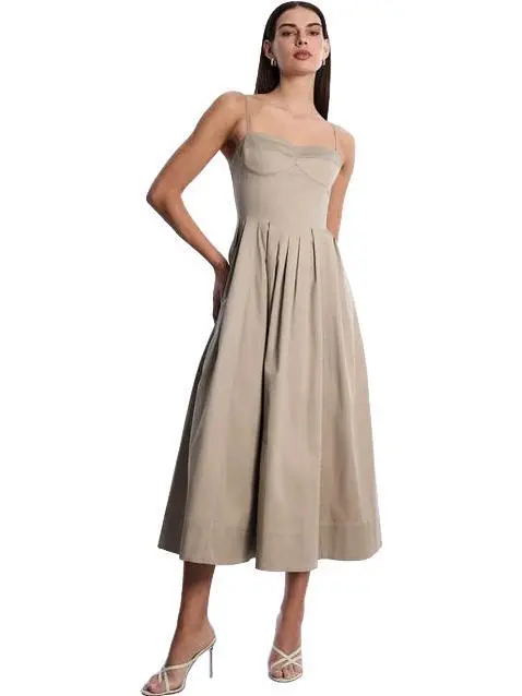 Bcbgmaxazria Fit-and-flare Midi Dress - Sandstone