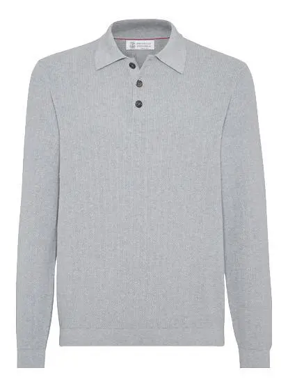 Brunello Cucinelli Rib Knit Polo - Grey