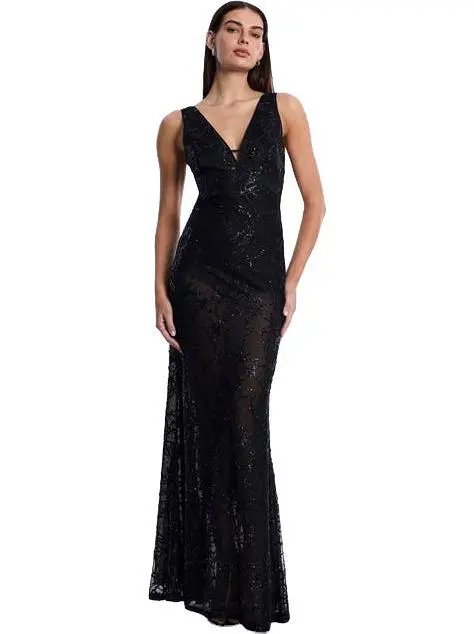 Bcbgmaxazria Embellished Cut Out Gown - Black