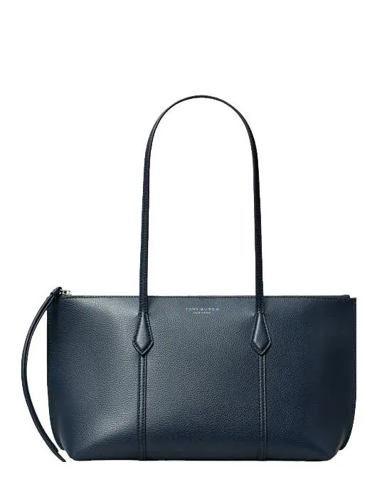 Tory Burch Small Perry Leather Zip Tote - Dark Sky