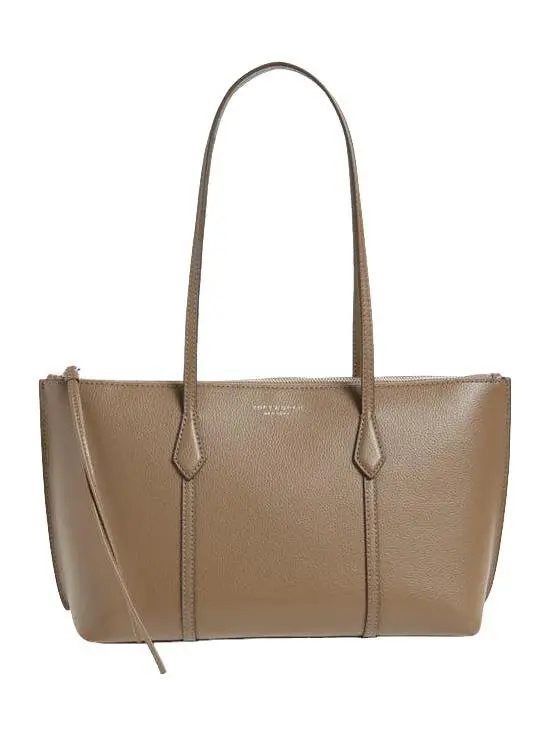 Tory Burch Small Perry Leather Zip Tote - Wild Mushroom