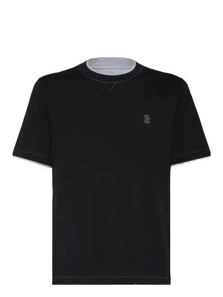 Brunello Cucinelli T-shirt With Faux-layering - Black