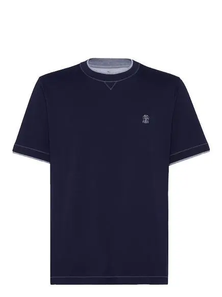 Brunello Cucinelli T-shirt With Faux-layering - Cobalt