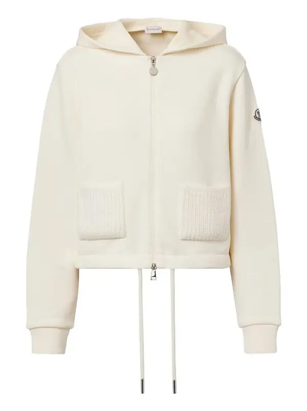 Moncler Cotton-blend Hooded Cardigan - White