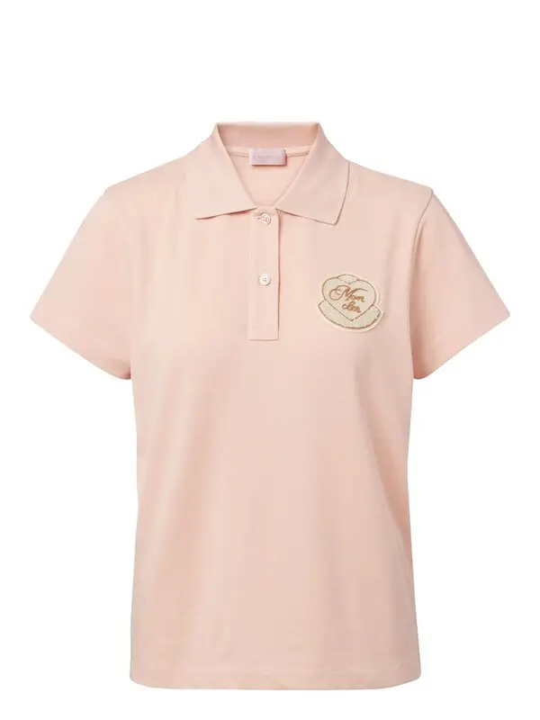 Moncler Logo Cotton Polo Shirt - Pink