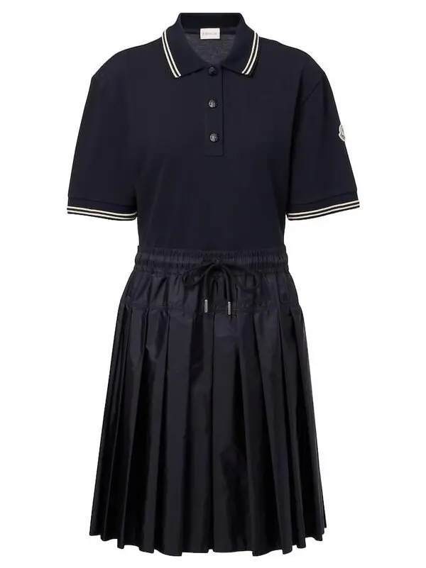 Moncler Technical Cotton Polo Dress - Blue