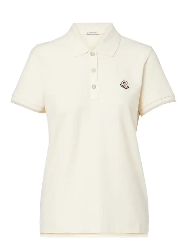 Moncler Logo Cotton Polo Shirt - White