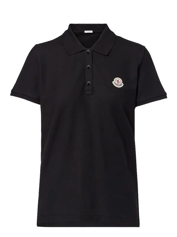 Moncler Logo Cotton Polo Shirt - Black