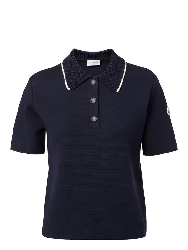 Moncler Logo Cotton Polo Shirt - Blue