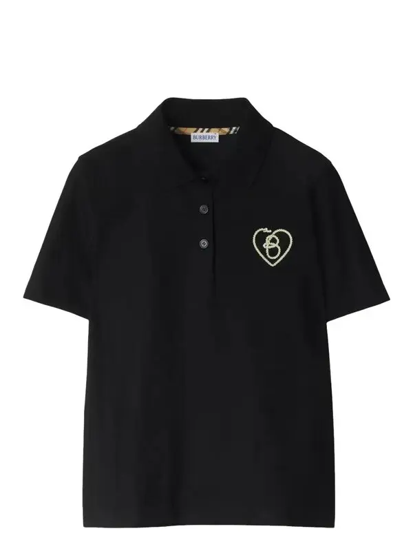 Burberry Logo Polo Top - Black