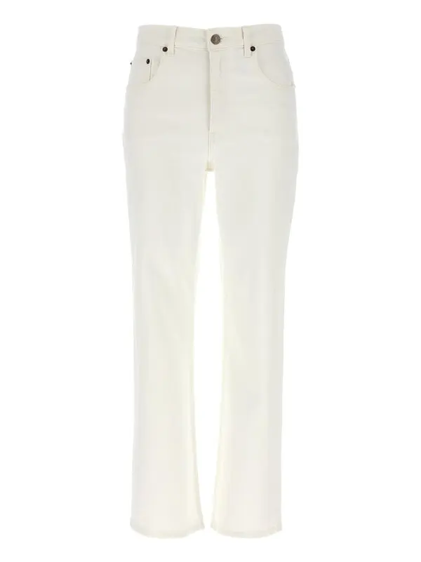 Tory Burch Garment-dyed Cropped Jeans - White