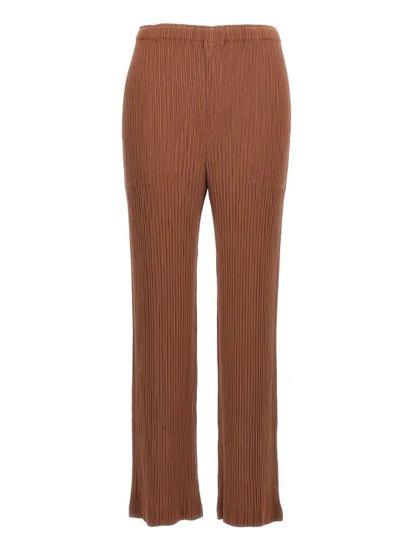 Issey Miyake Hatching Pleats Pants - Brown