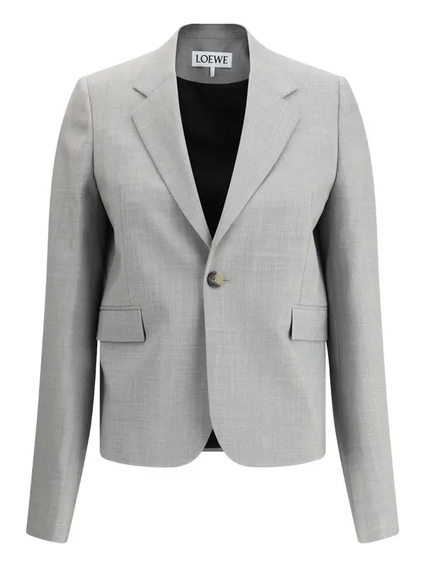 Loewe Wool Single-breasted Jacket - Light Grey