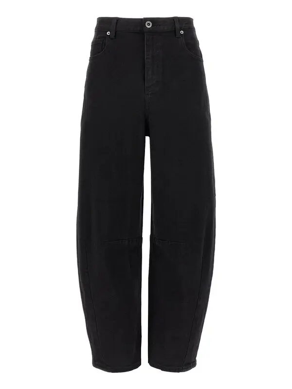 SELF-PORTRAIT High-waisted Barrel Leg Denim Jeans - Black