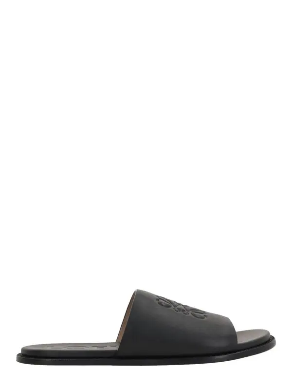Loewe Flex Anagram Leather Slides - Black