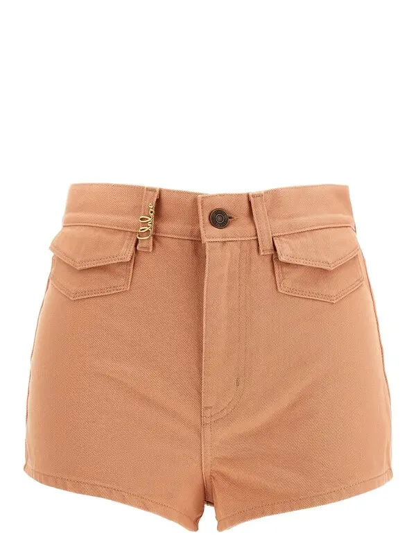 Chloé Garment-dyed Denim Shorts - Orange