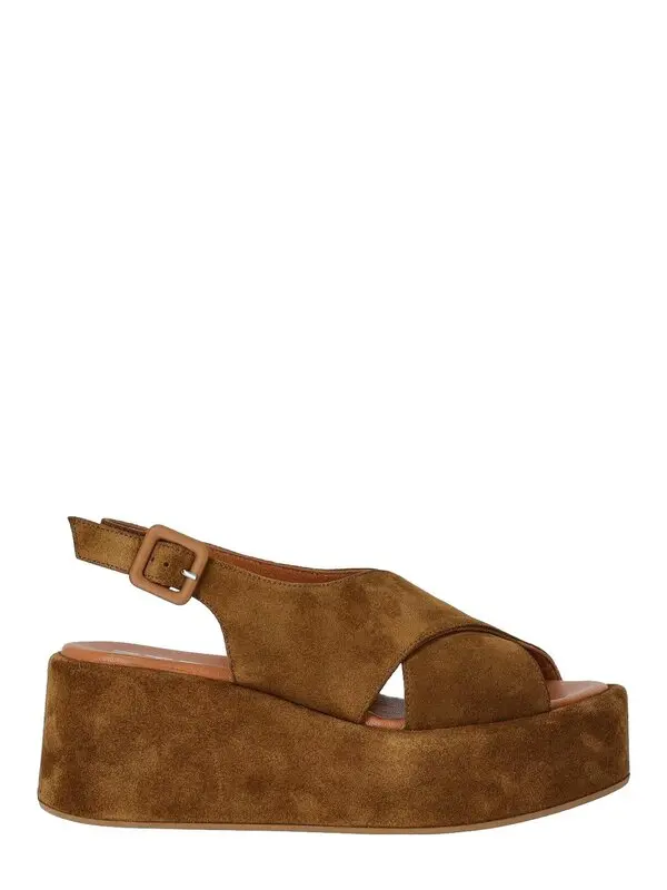 STRATEGIA Platform Sandal - Brown