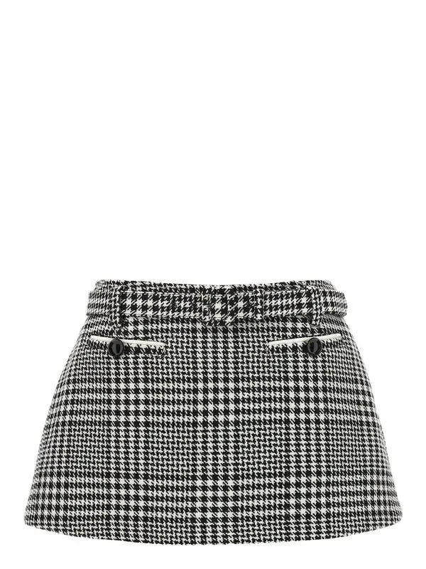 SELF-PORTRAIT Bouclé Wool Skort - White/black