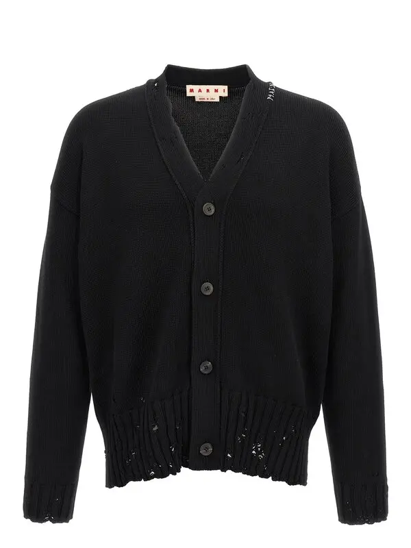 Marni Logo Embroidery Cardigan - Black