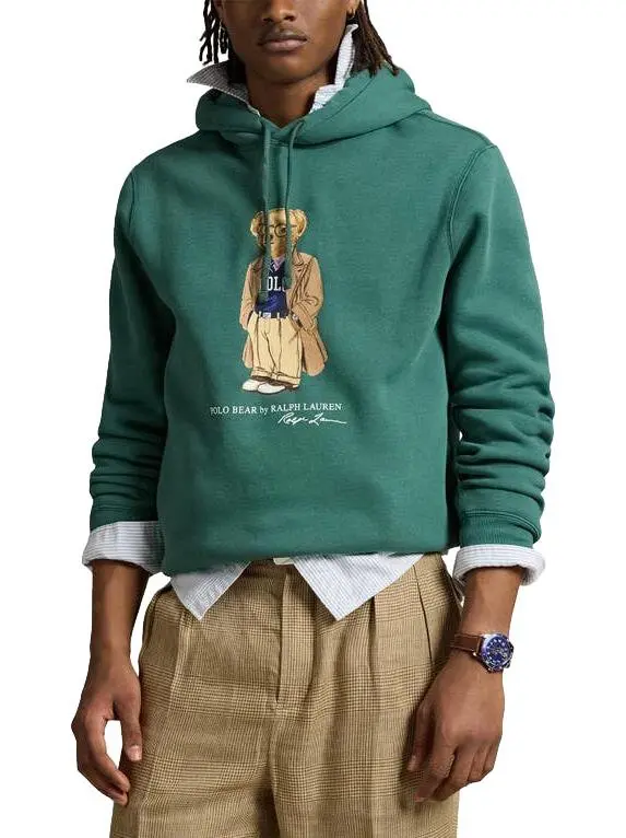 Ralph Lauren Polo Bear Fleece Graphic Hoodie - Pf25 Washed Forest Hrtg Bear
