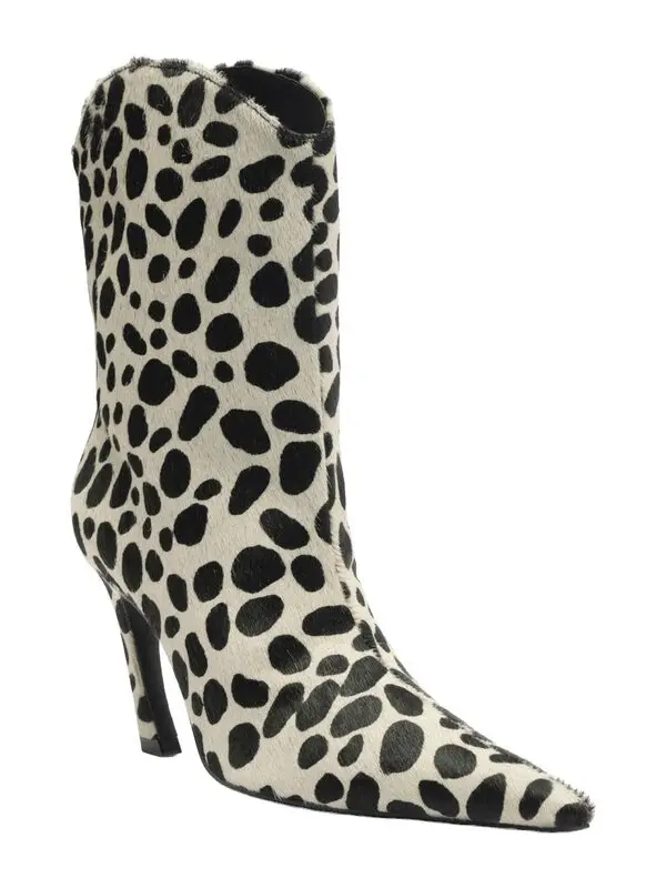 Schutz Maryann Curve Calf Hair Bootie - White/ Black Calf Hair