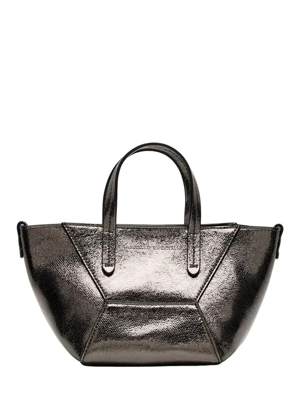 Brunello Cucinelli Mini Metallic Leather Shopper Tote - Antracite
