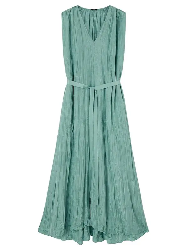 JOSEPH Martini Crinkled Habotai Silk Maxi Dress - Lagoon