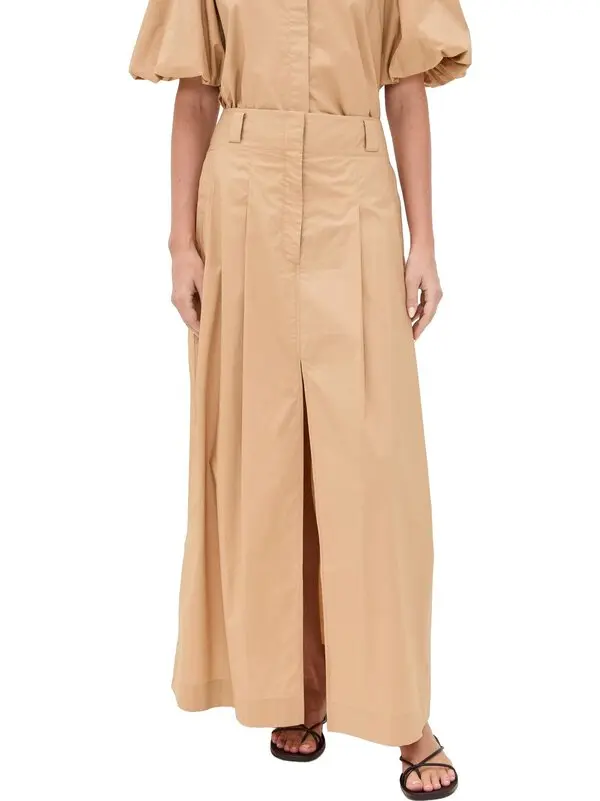LE BOP Maxi Skirt With Front Slit - Tan