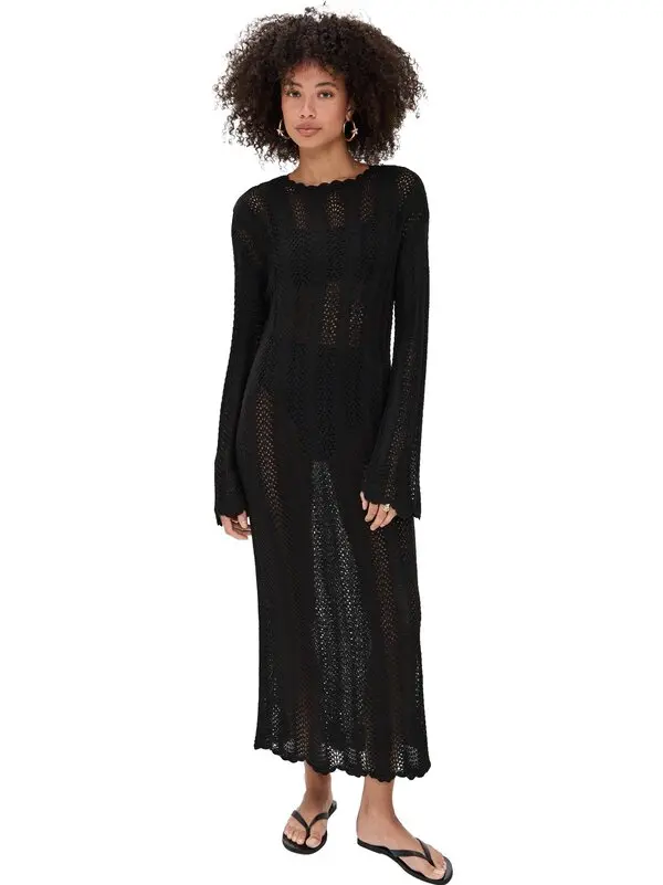 Show Me Your Mumu Maxi Pullover - Black Crochet