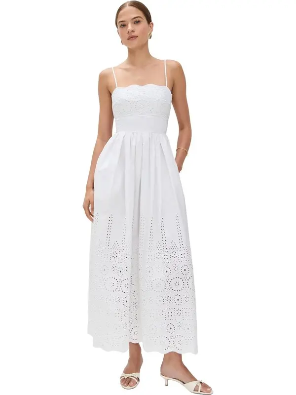 Susana Monaco Embroidered Poplin Open Back Maxi Dress - Sugar