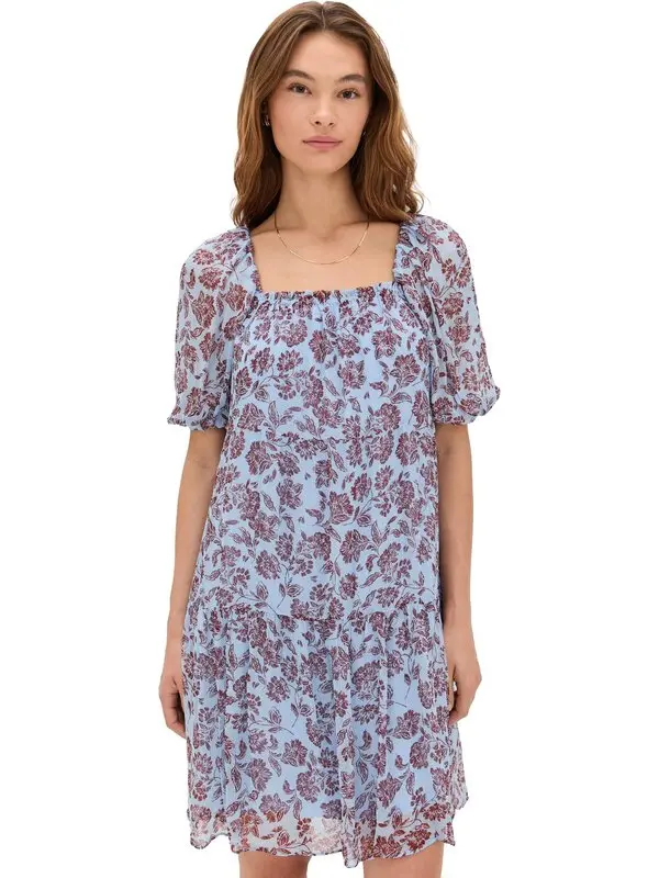 Madewell Puff-sleeve Mini Dress - Saylor Floral/light Pool Sma