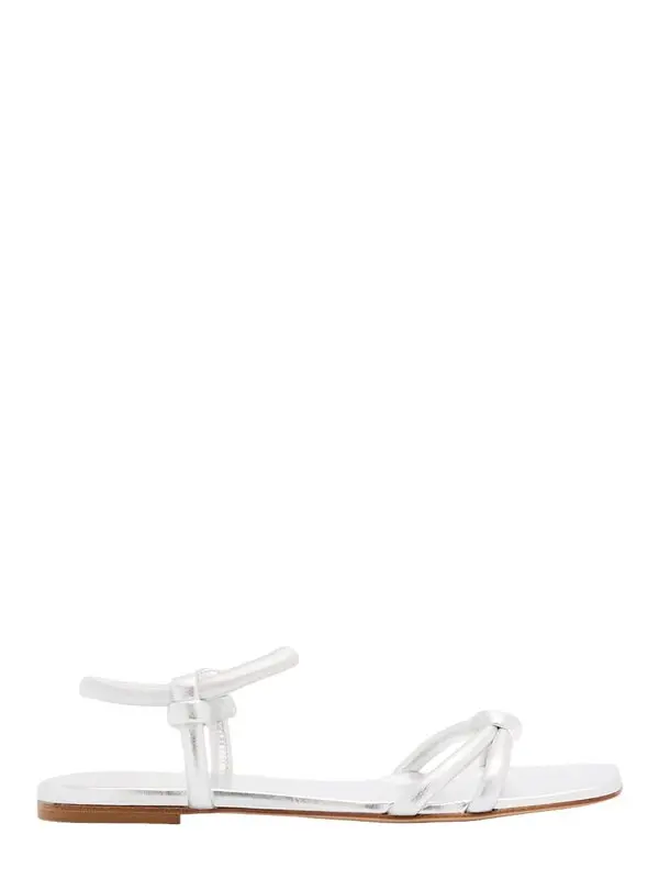 GIANVITO ROSSI Juno Nappa Leather Knotted Ankle-strap Sandals - Silver