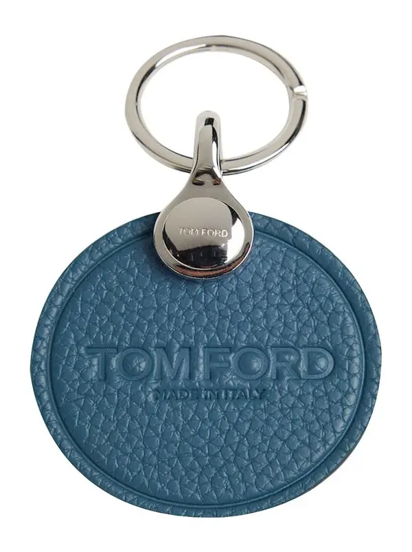 TOM FORD Soft Grain Leather Logo Keyring - Indigo
