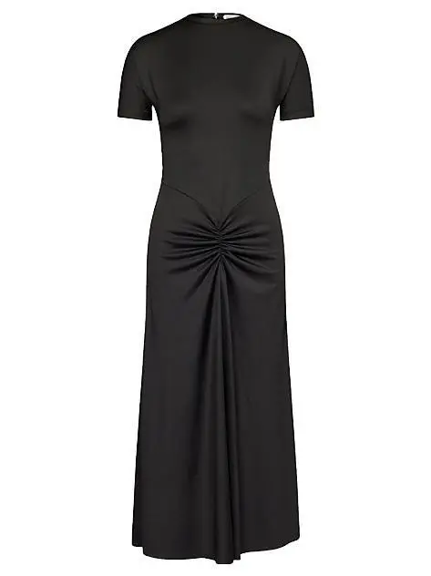 Victoria Beckham Gathered Short-sleeve Midi Dress - Black
