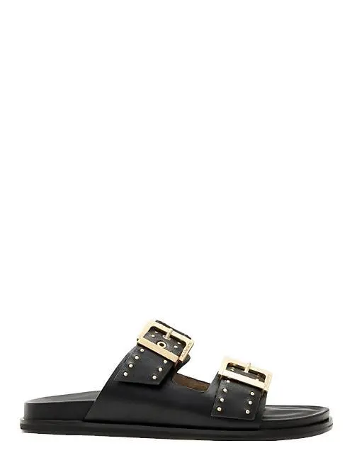 ALLSAINTS Magda Flat Leather Sandals - Black