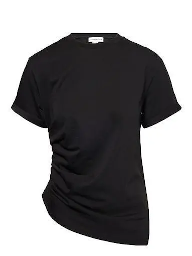 Victoria Beckham Cotton T-shirt With Gathered Detail - Black