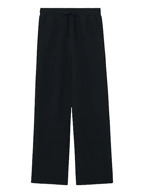 REISS Elasticated-waist Wide-leg Jogging Bottoms - Black White